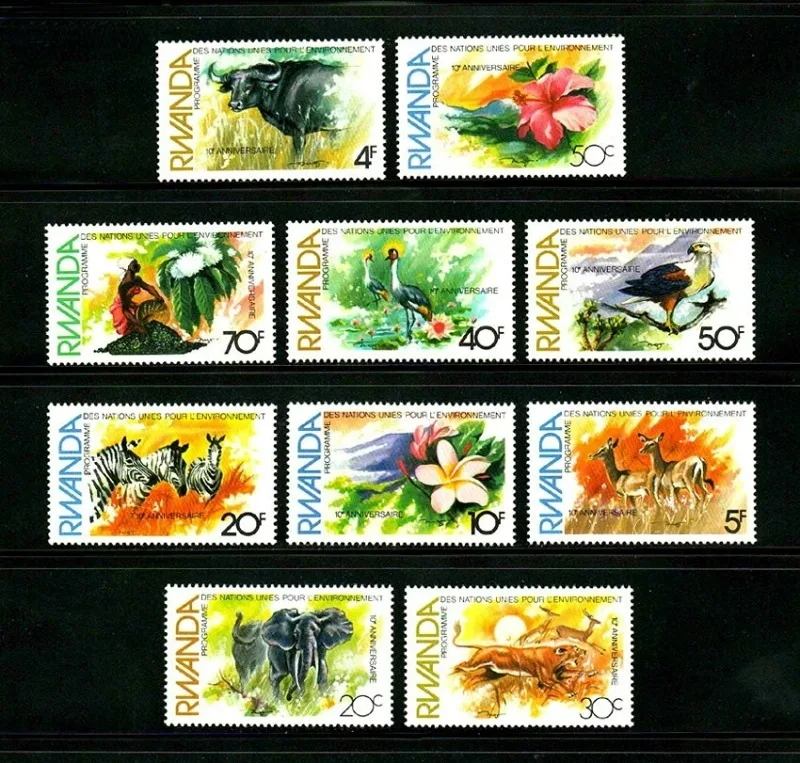 Rwanda-Post-Stamp-1982-United-Nations-Flower-and-Aniaml-Stamp ...
