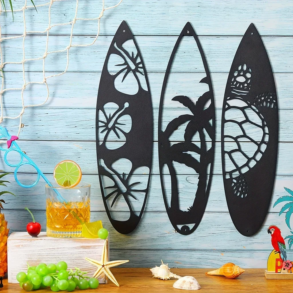 CIFBUY-Set-Metal-Surf-Board-Wall-Decor-Summer-Metal-Surfboard-Beach ...