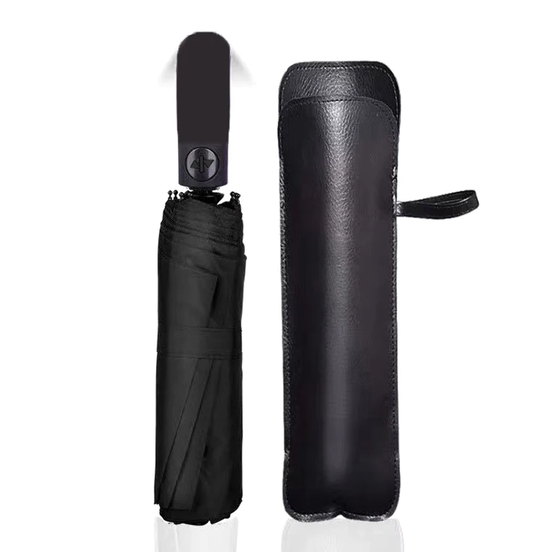 Black PU Leather Umbrella Cover Case Portable Waterproof Umbrella ...