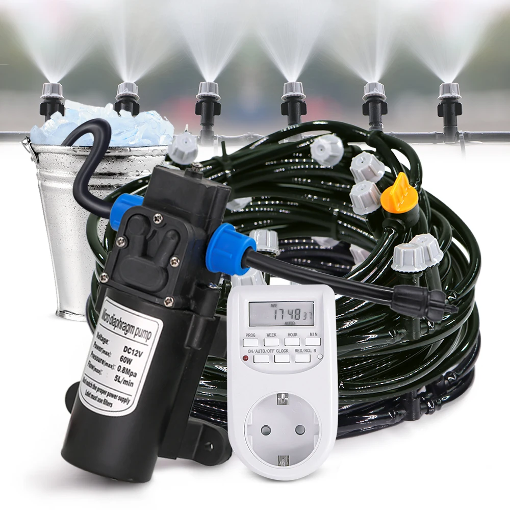 30-5M-60W-Self-priming-Pump-Misting-Cooling-System-Smart-Timer-Fine ...