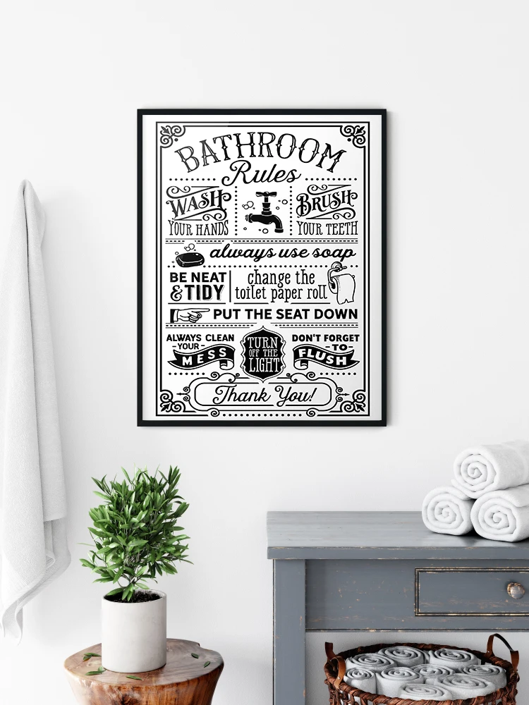 Funny Bathroom Rules Printable BATHROOM RULES FRAMED WALL ART PRINT