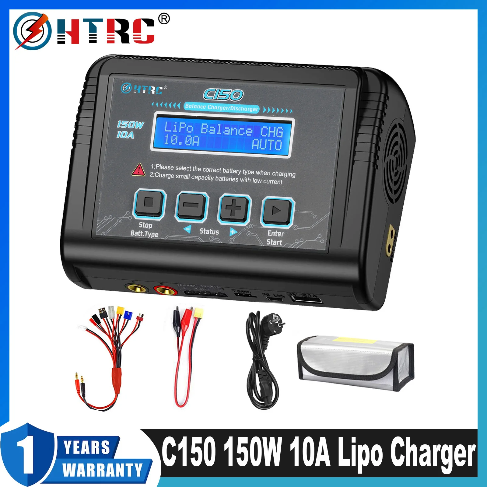 HTRC C150 RC Carregador Balanceador AC/DC 150W 10A Descarregador de ...