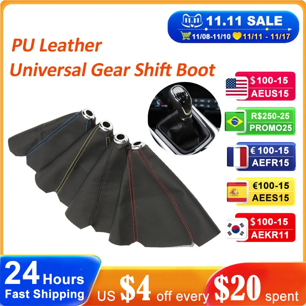 Car-Gear-Shift-Collars-Manual-Handbrake-Gaiter-Boot-Cover-Black-PU ...