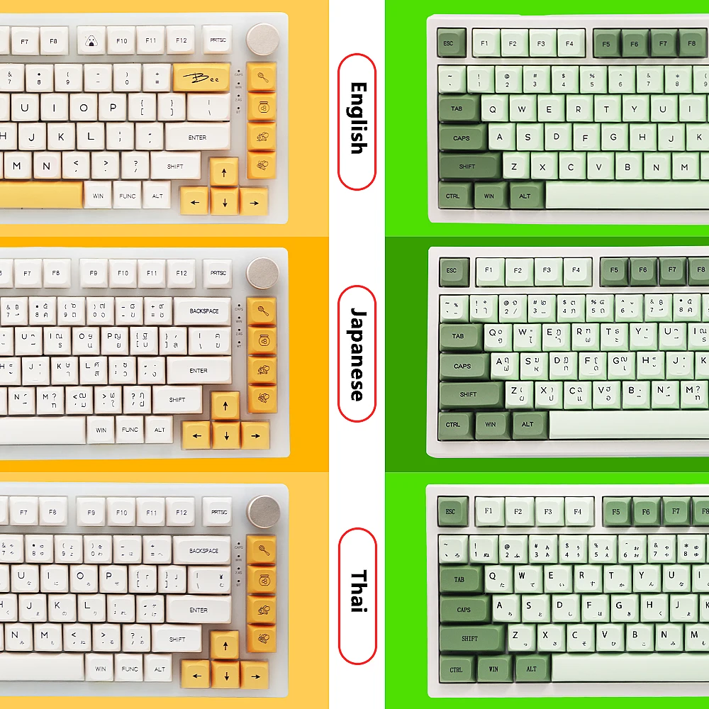 Teclado mecânico keycaps pbt xda chave boné matcha mel leite inglês ...