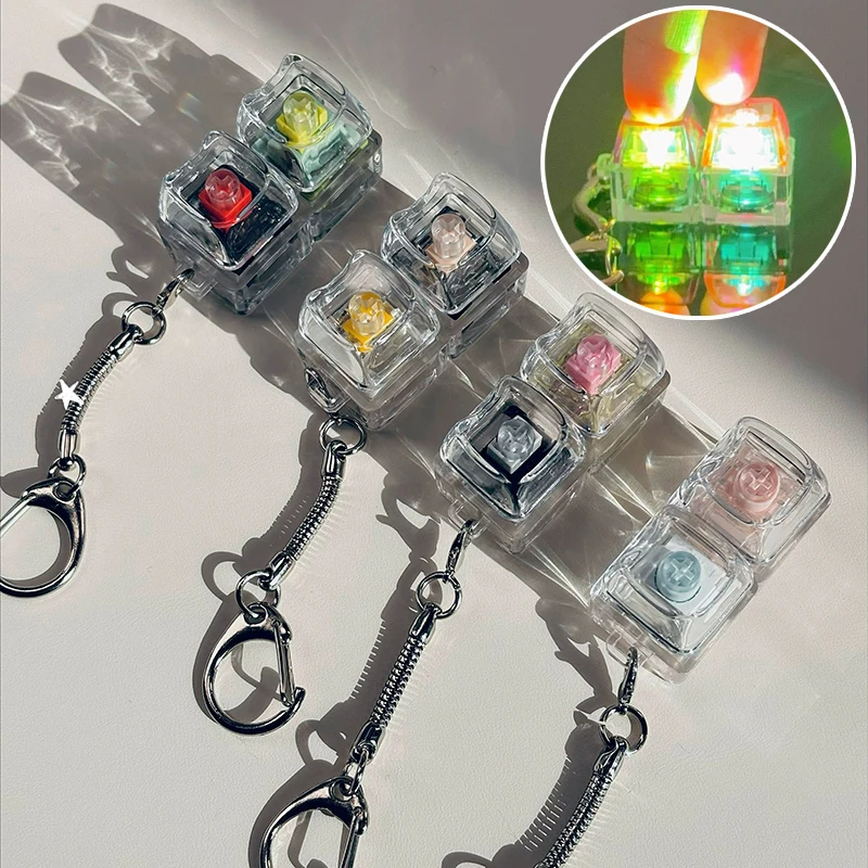 Colorful LED Keyboard Pendant Key Chain Toy Stress Relief DIY Button ...