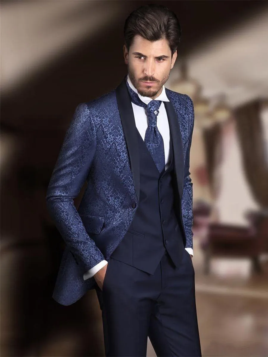 Handsome Groomsmen Wool blend Groom Tuxedos Mens Wedding Dress Man ...