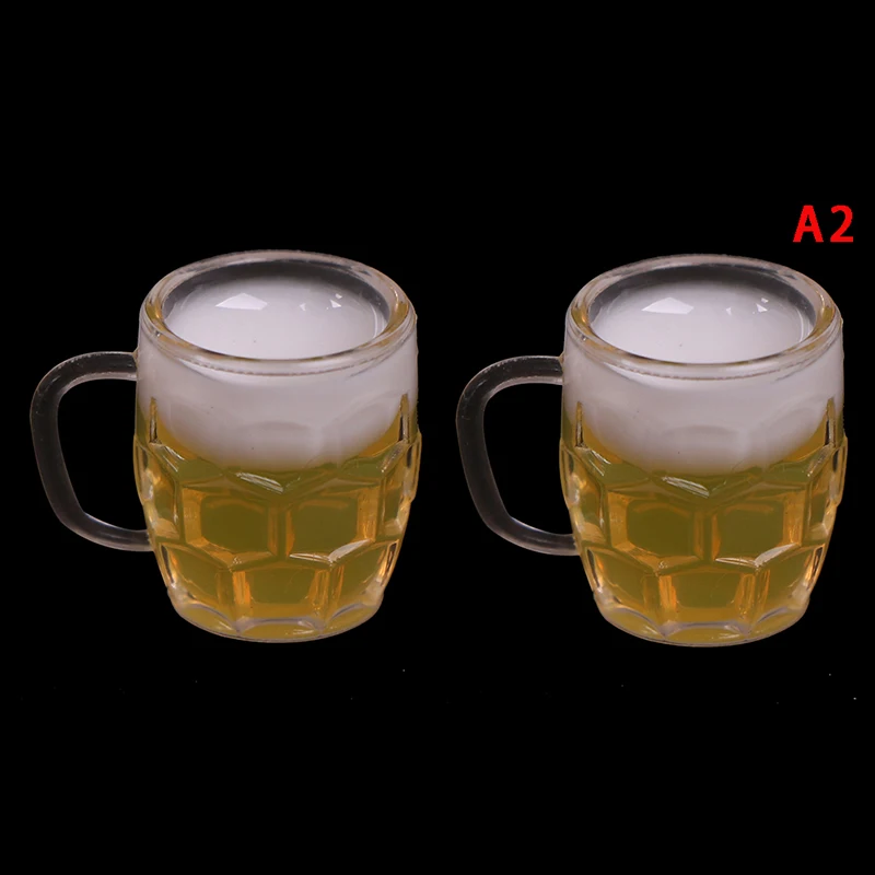 2Pcs 1:12 Scale Dollhouse Mini Beer Cups Transparent for DIY Home ...