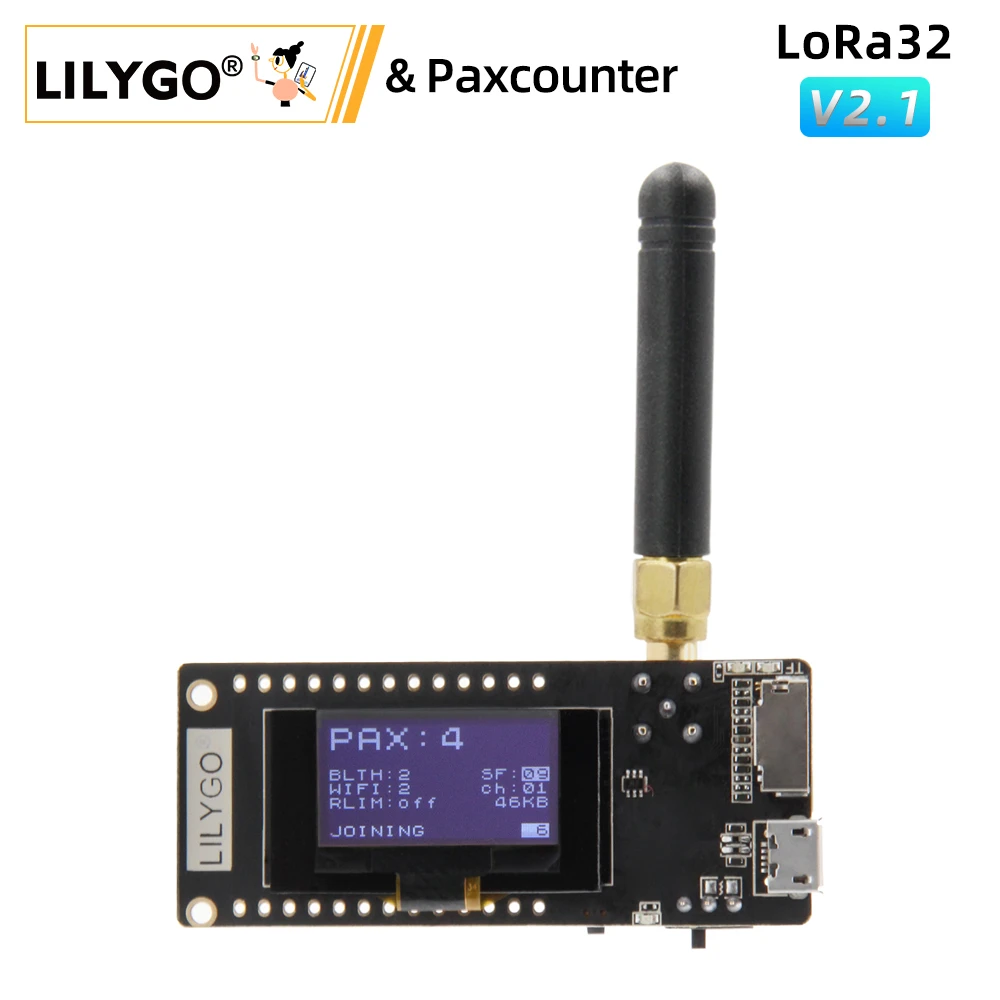 LILYGO® Paxcounter LoRa V2.1_1.6.1 ESP32 ESP32 433/868/915MHZ 0,96 Zoll OLED SD Karte Bluetooth ...