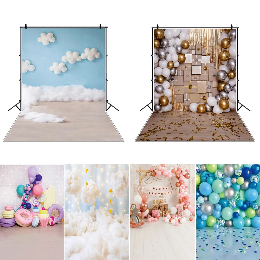Baby-Birthday-Party-Balloons-Photography-Backdrop-With-Floor-Children ...