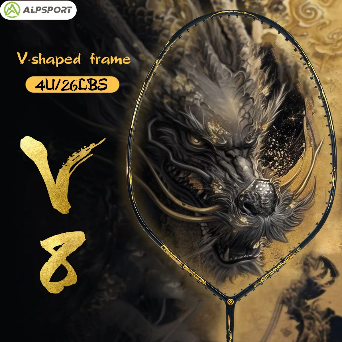 ALPSPORT-V8-4U-New-V-shaped-badminton-racket-100-carbon-fiber-Enlarged ...