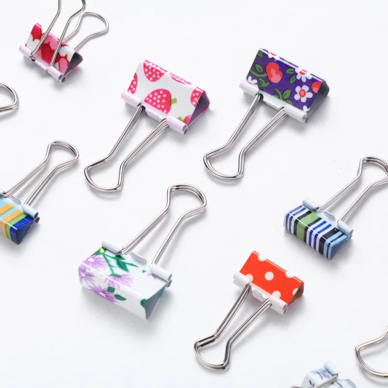 6Pcs 38mm 48mm Printed Metal Binder Clips Office School Binding ...