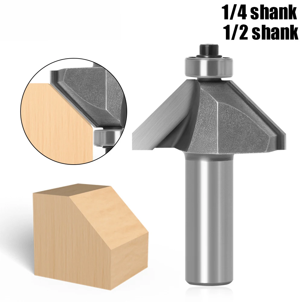 1PC-45-Degree-Bevel-Cutter-6-35-12-7mm-Shank-Alloy-Woodworking-Chamfer ...