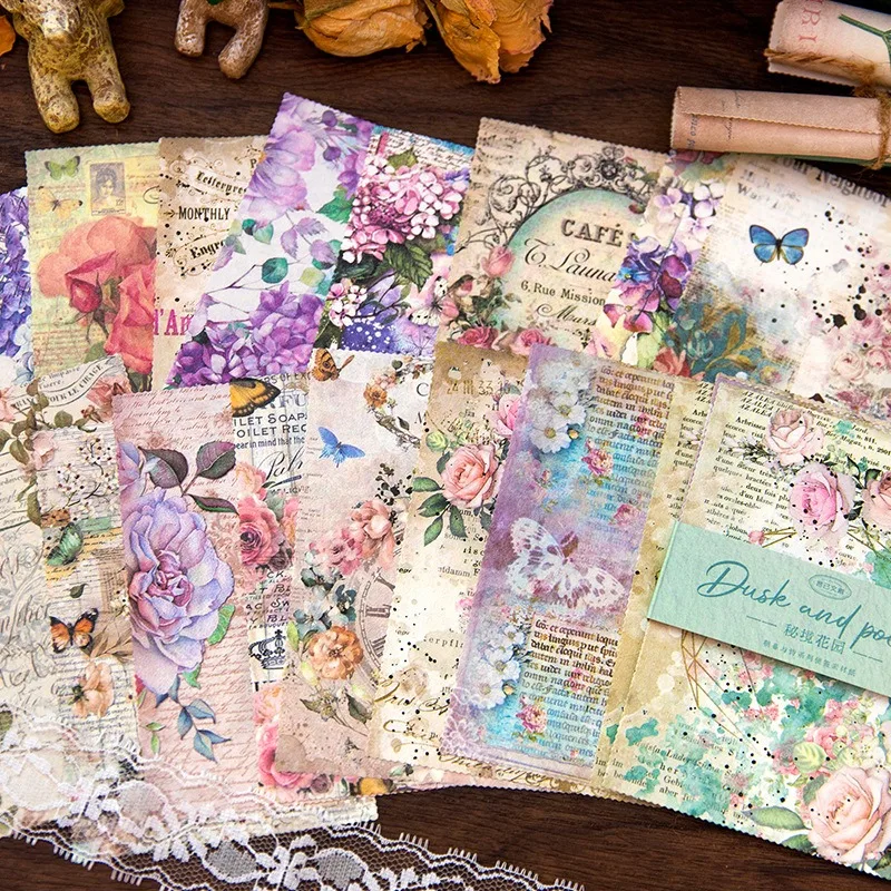 60-Sheets-Vintage-Flower-series-Academy-Handbook-Material-DIY ...