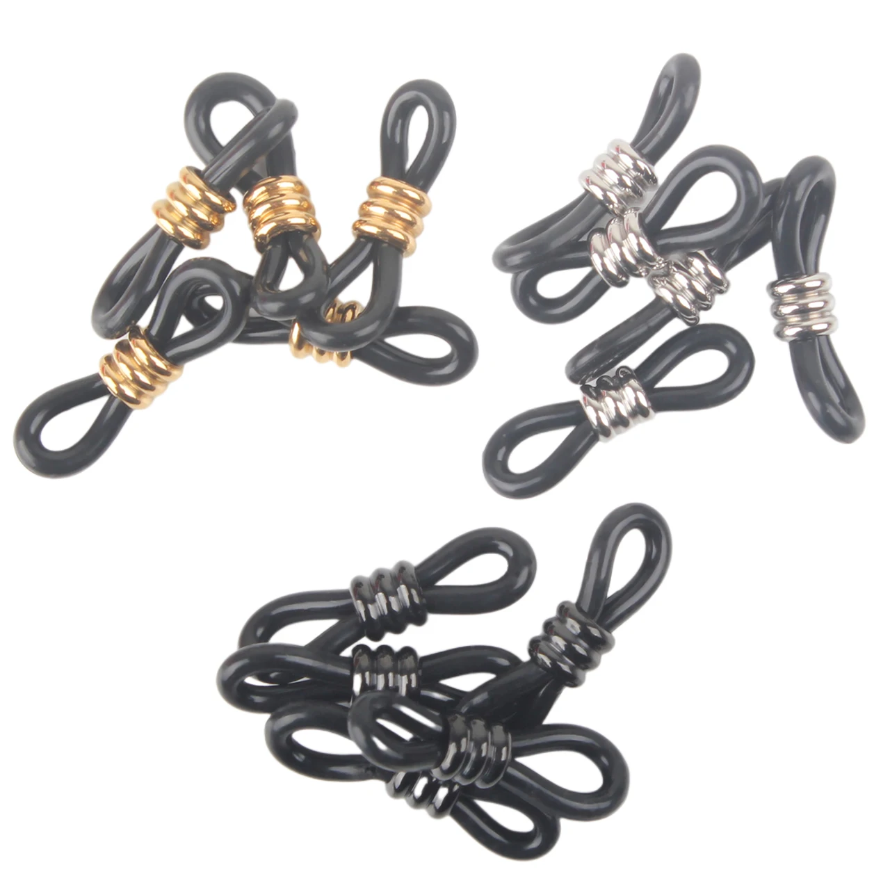 Rubber EyeGlass Holder Ends, Black Glasses Chain Holders, 4pcs, Anti ...