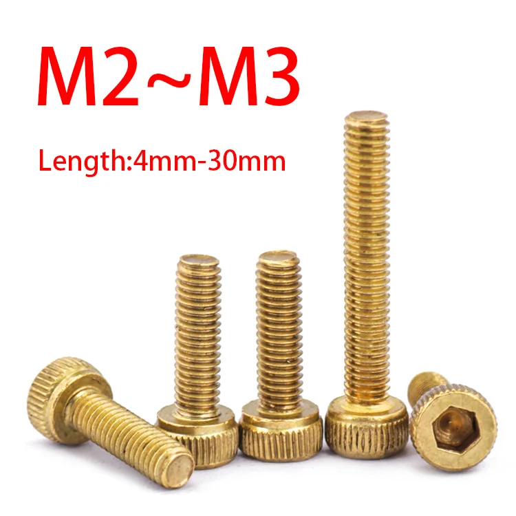 25pcs/lot M2 M2.5 M3 Brass Copper Hex Socket Cap Head Screws ...