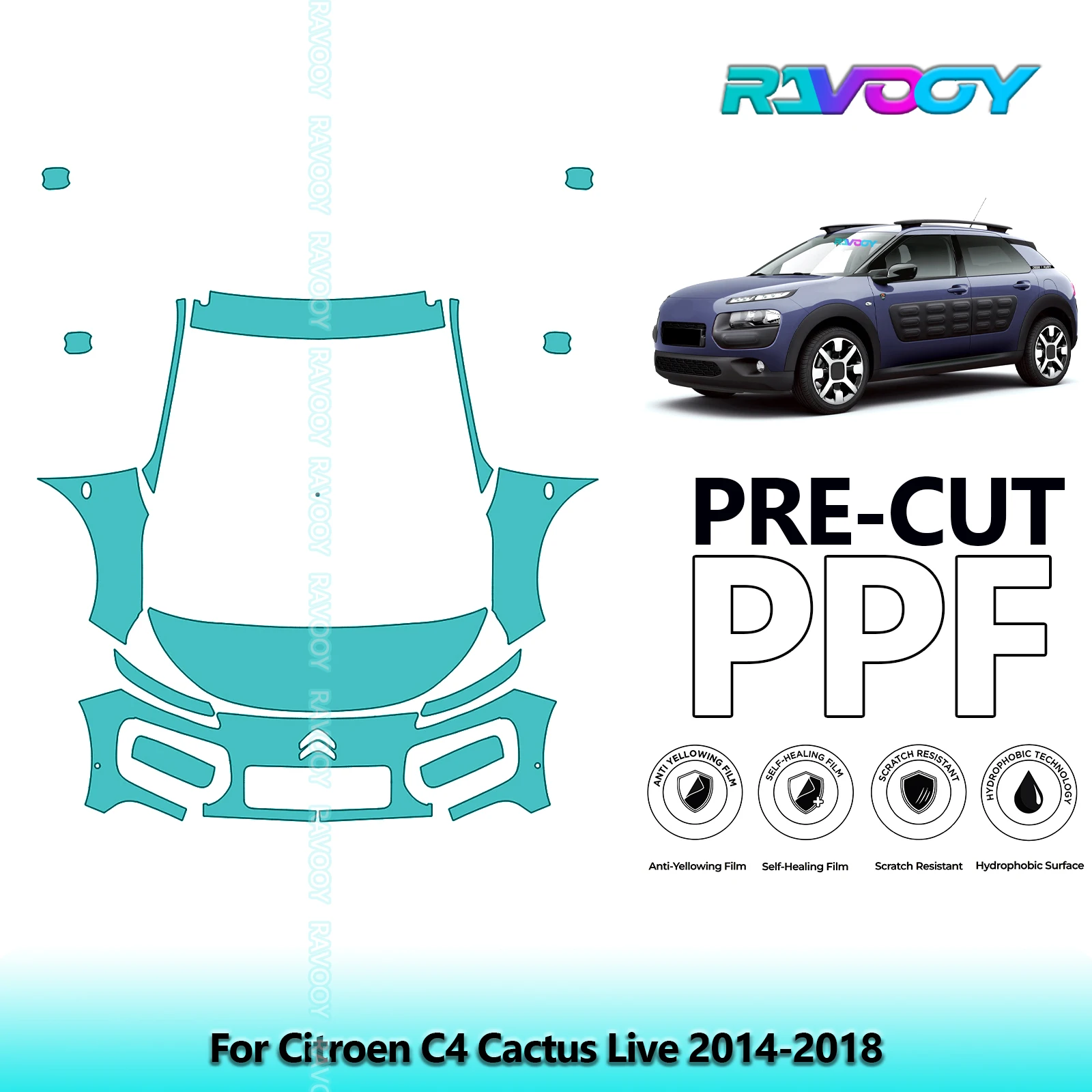 Car Front Kit Clear Bra Precut PPF Paint Protection Film For Citroen C4 ...