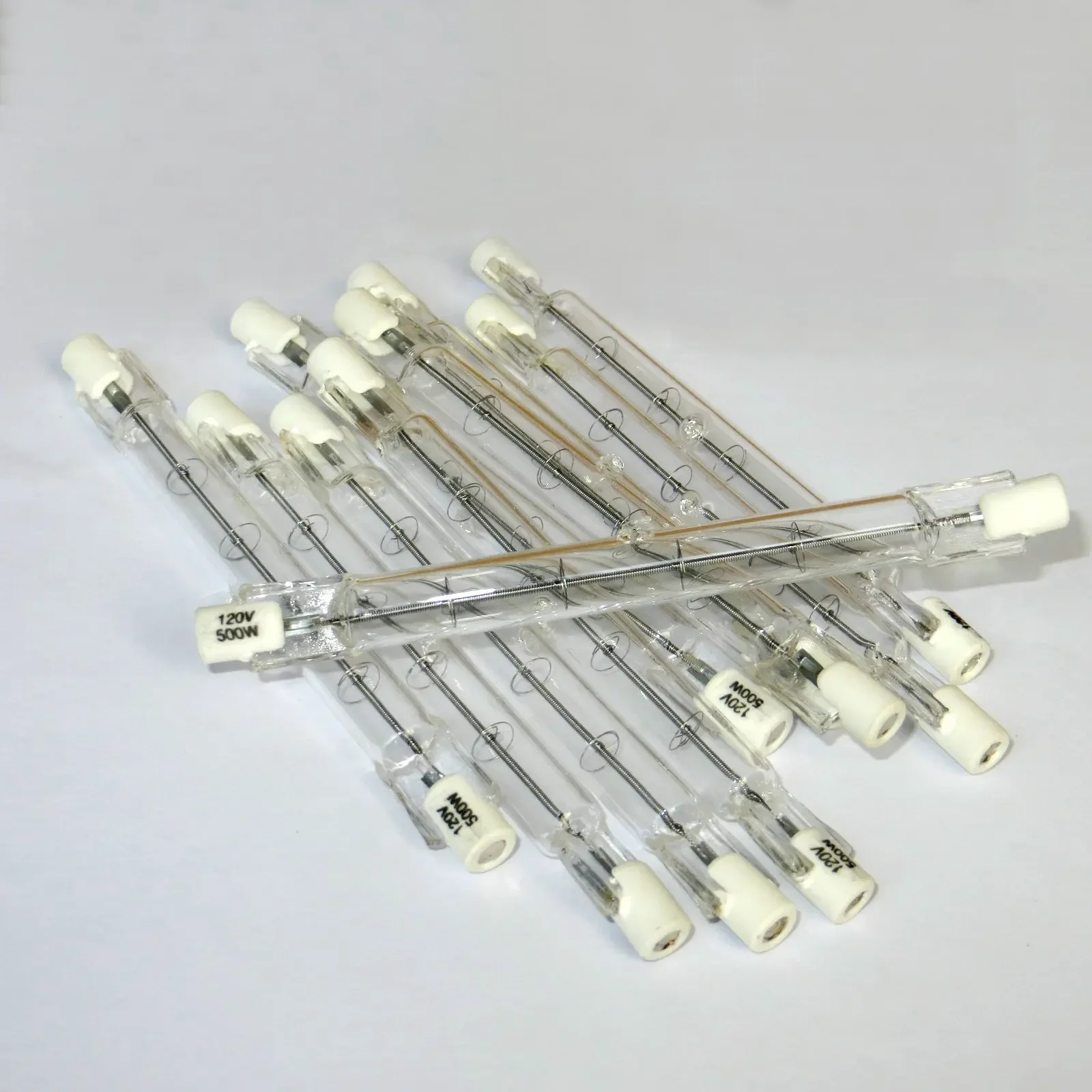 10pcs-Glass-Tube-Halogen-Light-Bulb-110V-120V-500W-500-Watt-J-Type-T3 ...