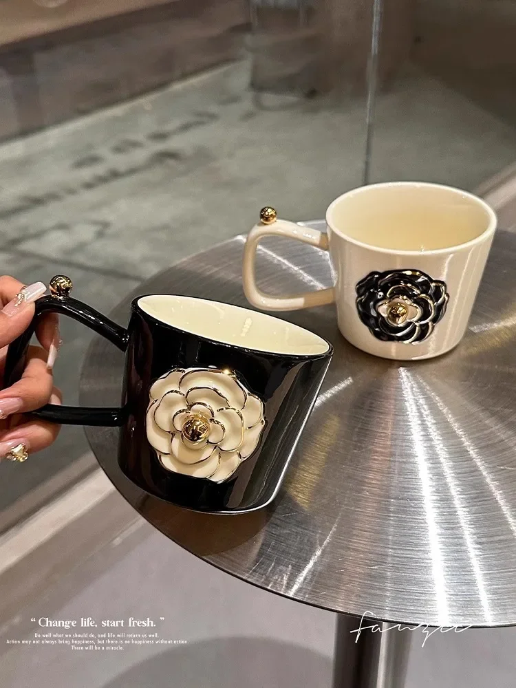 AhunderJiaz-Vintage Floral Relief Ceramic Mug, Cafe Retro Coffee Cup ...