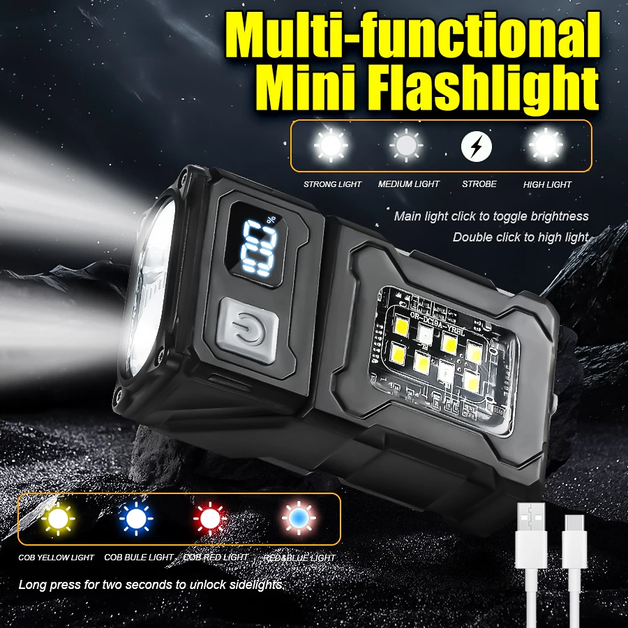 Mini-linterna-LED-multifunci-n-de-doble-fuente-de-luz-bater-a-integrada ...