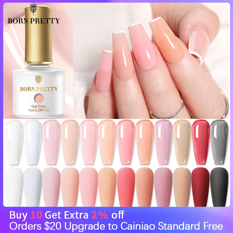 BORN PRETTY 7ML 젤리 누드 젤 폴리쉬 반투명 핑크 밀키 화이트 네일 젤 매니큐어, UV LED 반영구 소크 오프 매니큐어| | - AliExpress