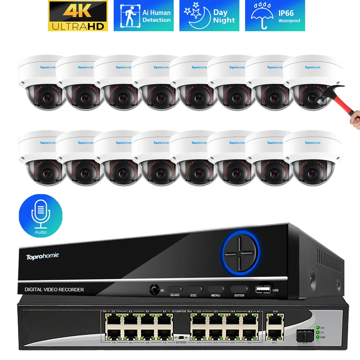 H-265-16CH-4K-NVR-Kit-8MP-5MP-Ai-Indoor-Vandal-Proof-Dome-Security ...