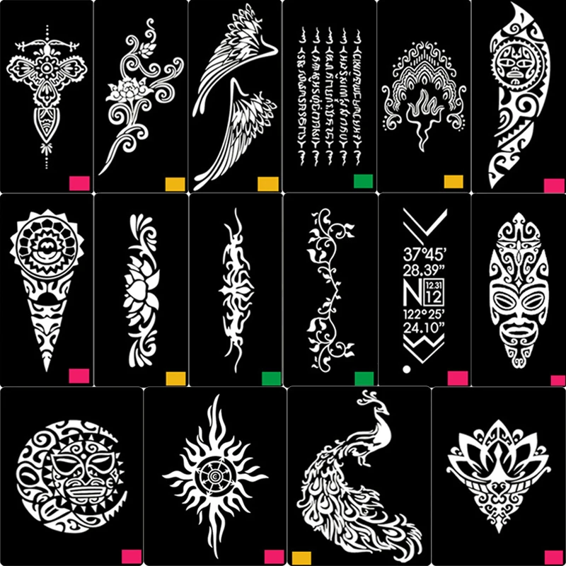 24-Style-Reusable-Sticker-Tattoo-Stencils-Body-Painting-Template ...