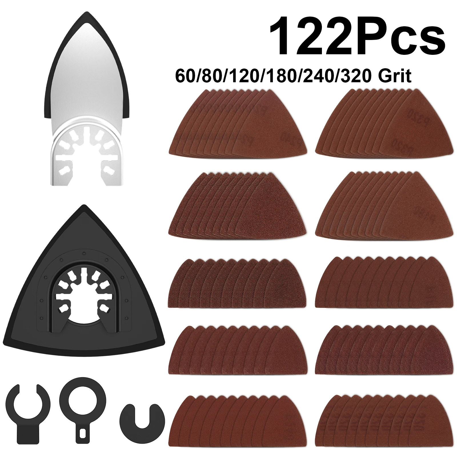 122Pack-Grinding-Triangle-Oscillating-Sandpaper-Triangular-Sanding-Pad ...