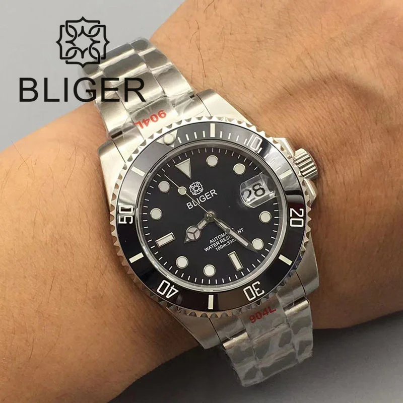 BLIGER-40mm-Men-s-Watch-24-Jewel-NH35A-Mechanical-Sapphire-Glass-Black ...