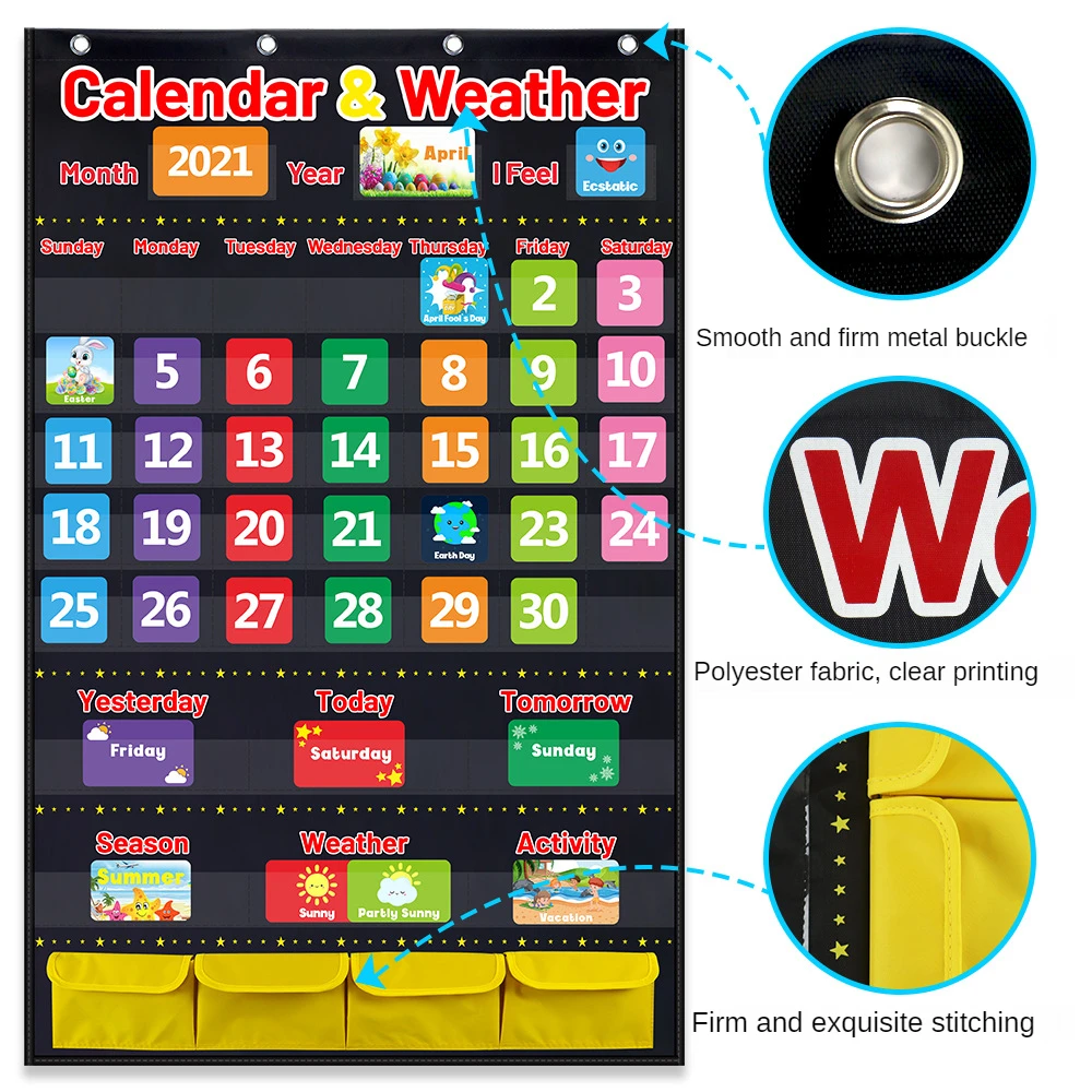 Calendar-And-Weather-Pockets-Chart-Season-Date-Months-Year-Day-For ...