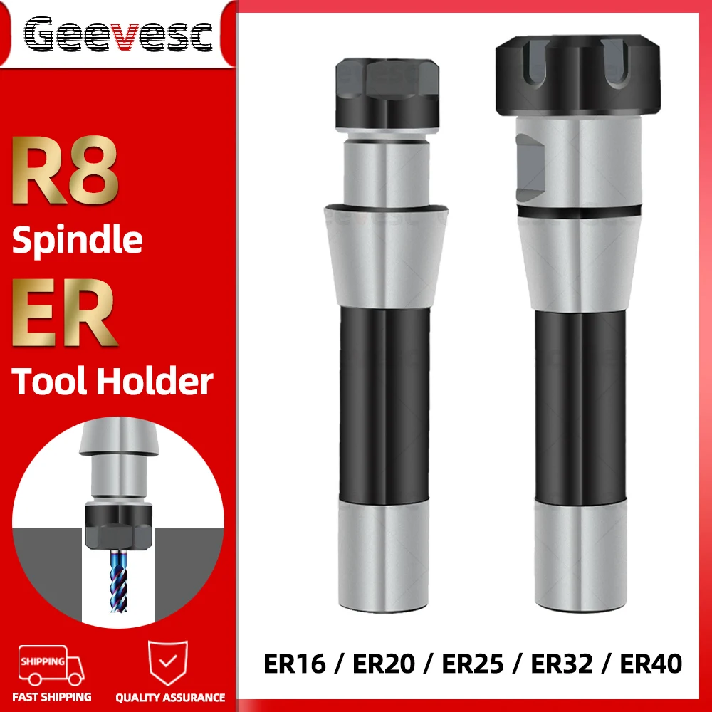R8-Spindle-ER16-ER20-ER25-ER32-ER40-Collet-chuck-A-M-UM-Nut-Tool-Holder ...