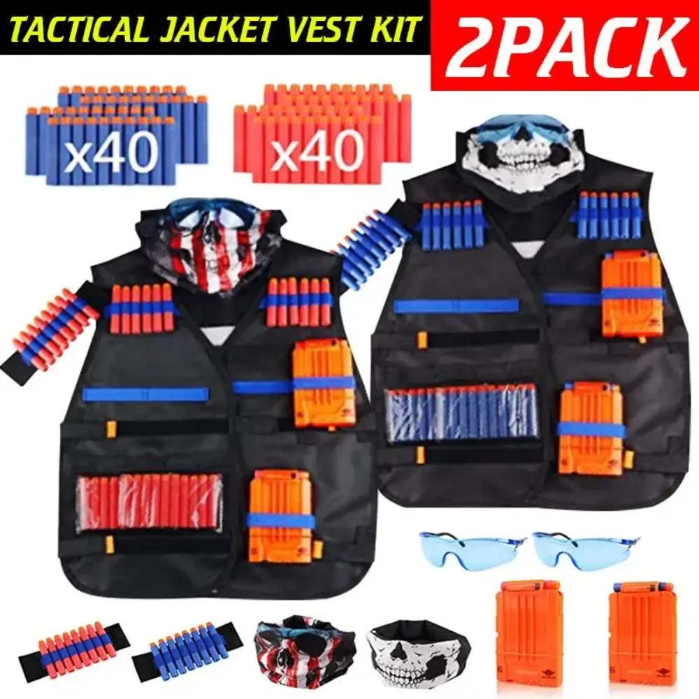 2 Packs Children Kids Tactical Vest Jacket Waistcoat Suit Kit Holder ...