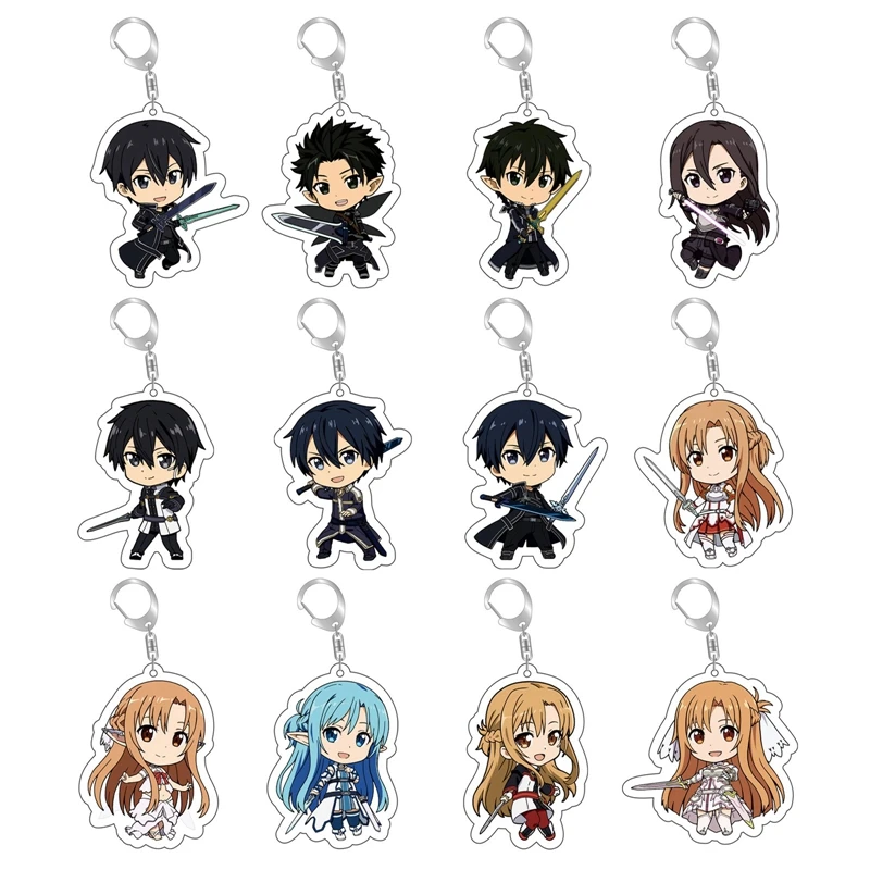 Sword Art Online Keychain Woman Anime Key Chain Men Pendant Yuuki Asuna ...