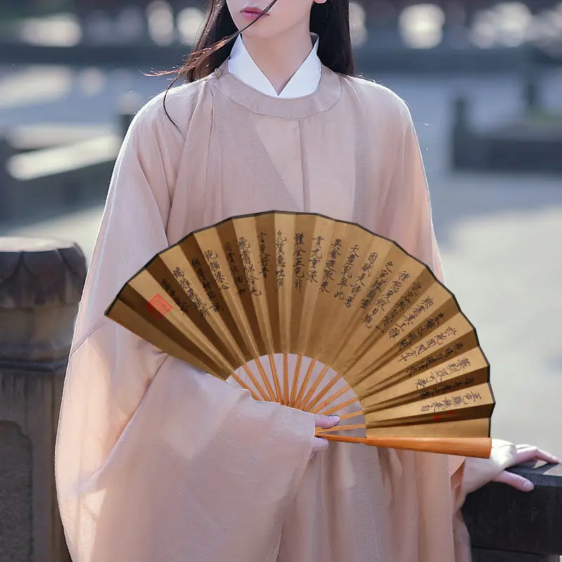 Thin-Gold-Body-Antique-Rice-Paper-Folding-Fan-Chinoiserie-Style-Home ...