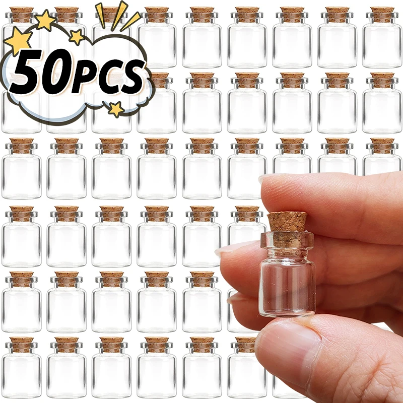 Mini-botellas-de-vidrio-transparente-con-corcho-frascos-de-mensaje-de ...
