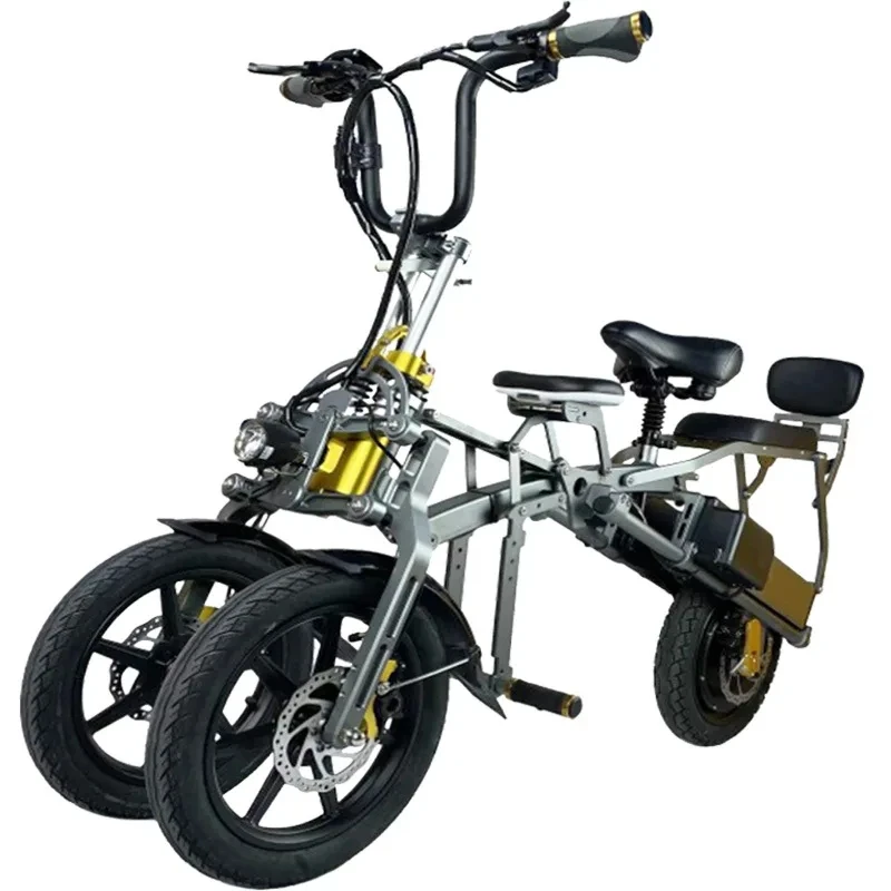 Electric-Tricycle-with-3-Wheel-Electric-Bike-Folding-Bicycle-Two-Front ...