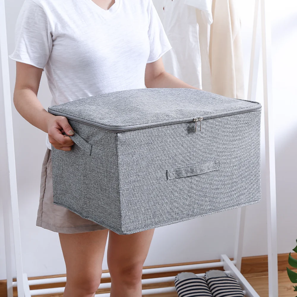1 piece Large Capacity Cotton and Linen Storage Box with Zipper ...