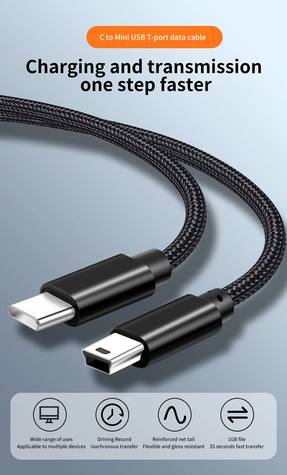 Adaptateur de câble USB C vers mini USB,type C vers mini USB,câble de ...