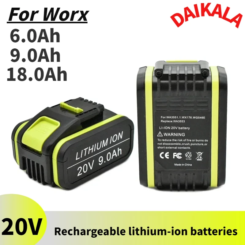 9000mAh-Replacement-Worx-20V-Maximum-Lithium-ion-Battery-WA3551-WA3551 ...