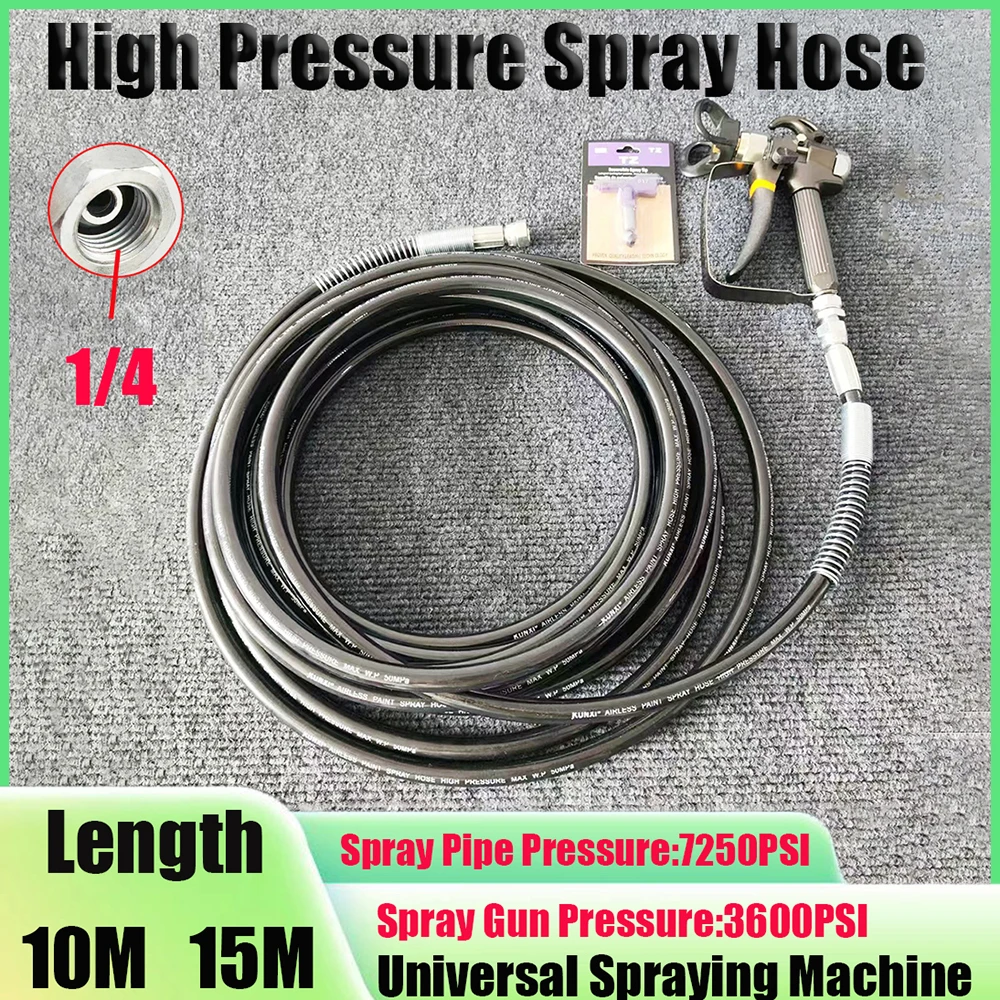 1-4BSP-7250PSI-Airless-Paint-Spray-Hose-Kit-Spray-Gun-High-Pressure ...
