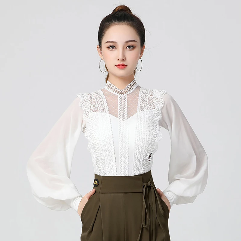 2012 New White Black Latin Dance Clothes Women Tops High Neck Ballroom ...