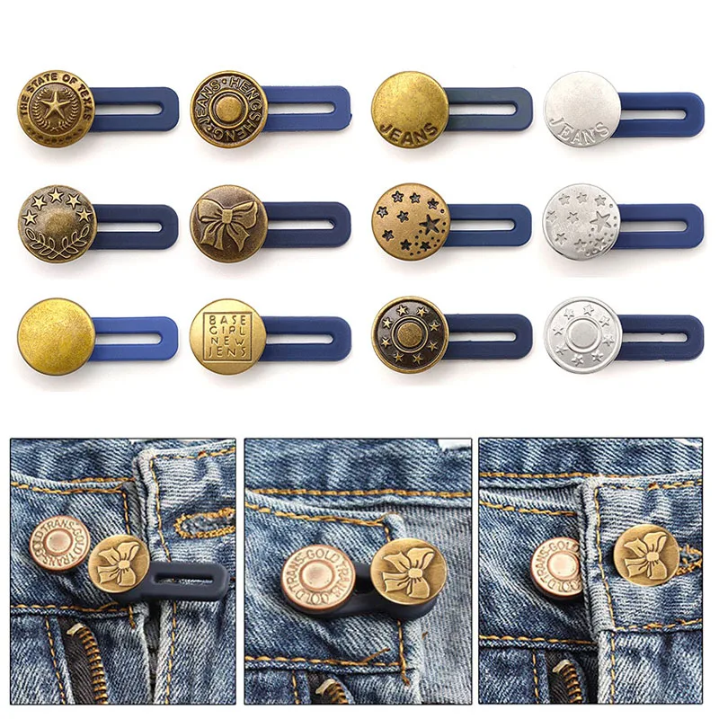 5PCS Metal Button Extender For Pants Jeans Free Sewing Adjustable ...