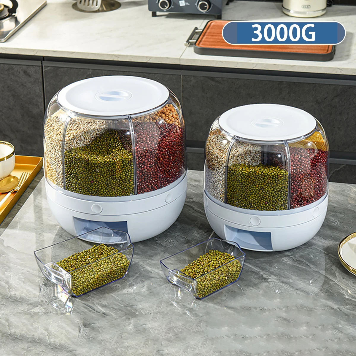 Dry-Food-Rice-Storage-Box-Rotating-Grain-Container-Multi-Grid-Food ...