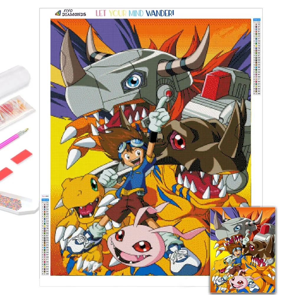 DIY-5D-Diamond-Painting-Anime-Digimon-Picture-Mosaic-Full-Diamond ...