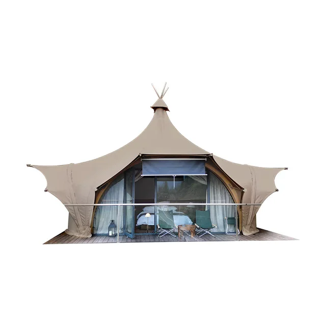 Outdoor leisure indian tent campsite pyramid tent bar party big straw ...