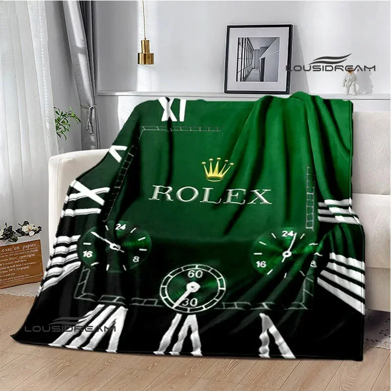 R-Rolex-watch-logo-printed-blankets-Flannel-Warm-blanket-soft-and ...