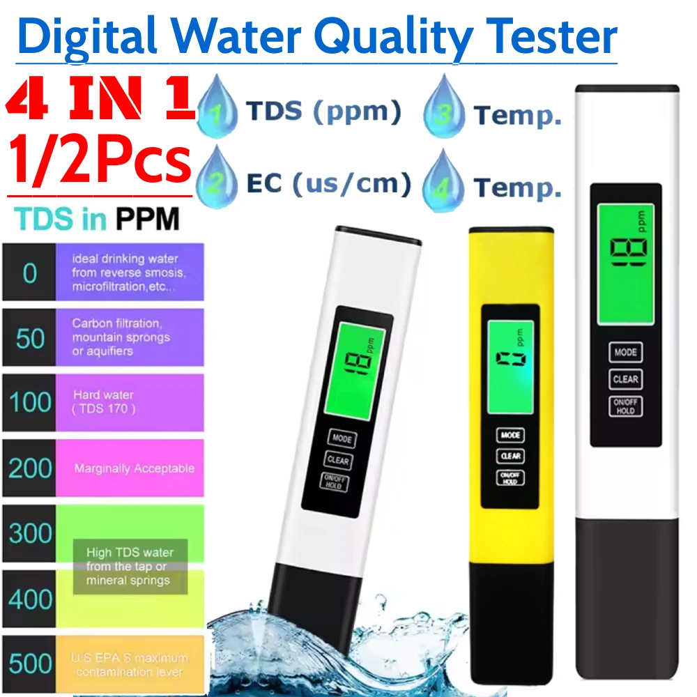 How to Use a TDS Water Meter Chart with a 4-in-1 Portable Water Tester ...