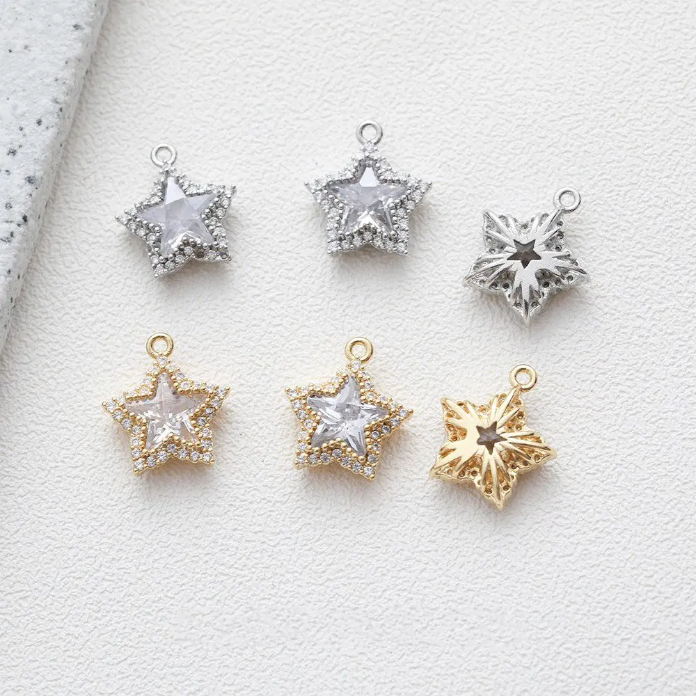 2PCS-Dainty-Zircon-Small-Pentagram-Pendant-Necklace-Charms-for-Jewelry ...