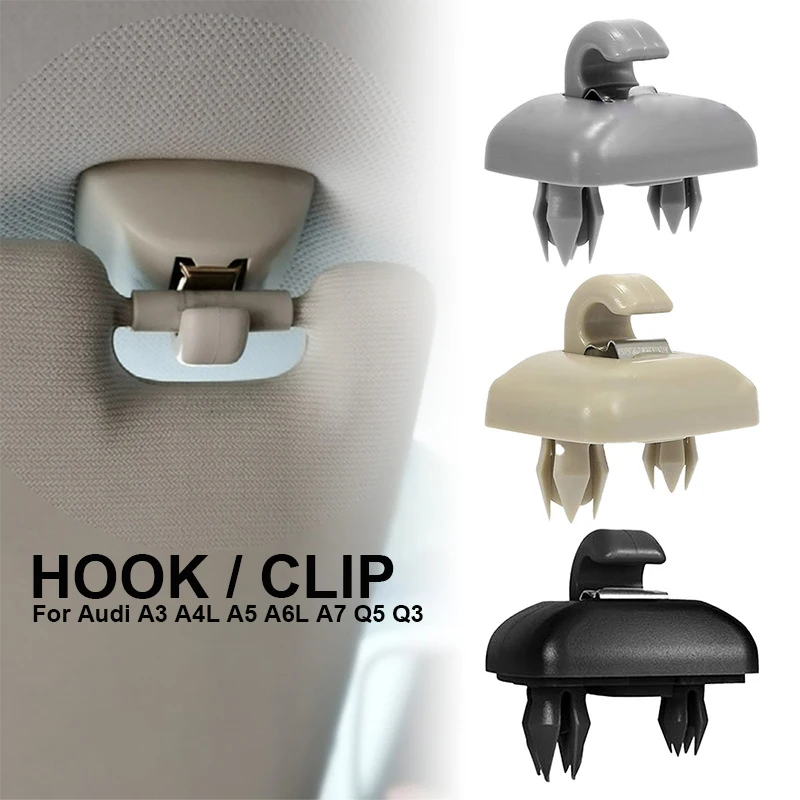 4Pcs-Car-Sun-Visor-Clip-Gray-Interior-Hanger-Hook-Clip-Bracket-For-Audi ...