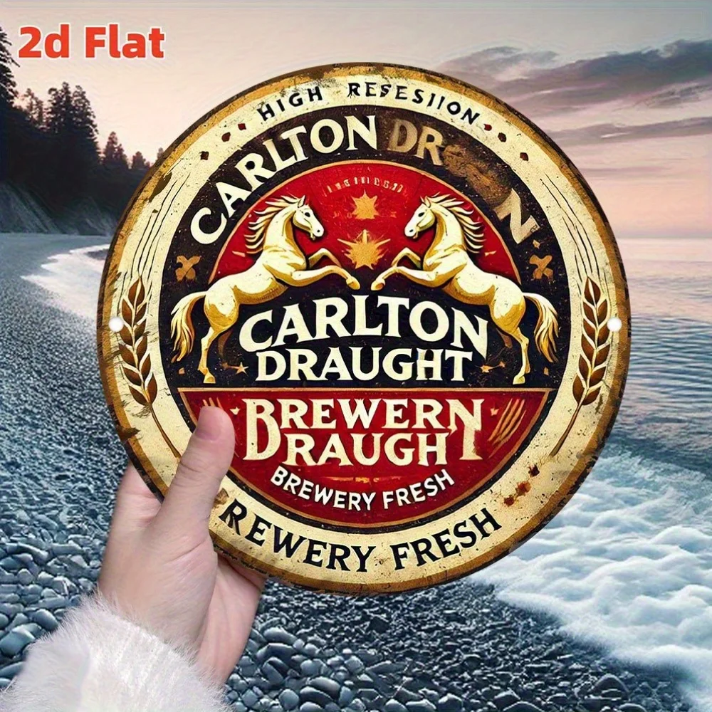 [2D Flat] Vintage Carlton Draught Brewery Metal Tin Sign - Rustic ...