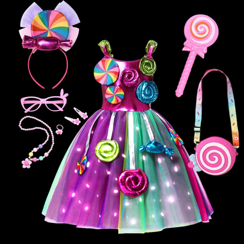 Rainbow Sweet Lollipop Candy Kids Dress Carnival Party Girl Birthday ...